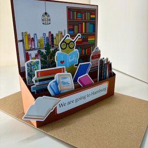Handmade Book Themed Pop up Card: Personalized Library Scene - Etsy