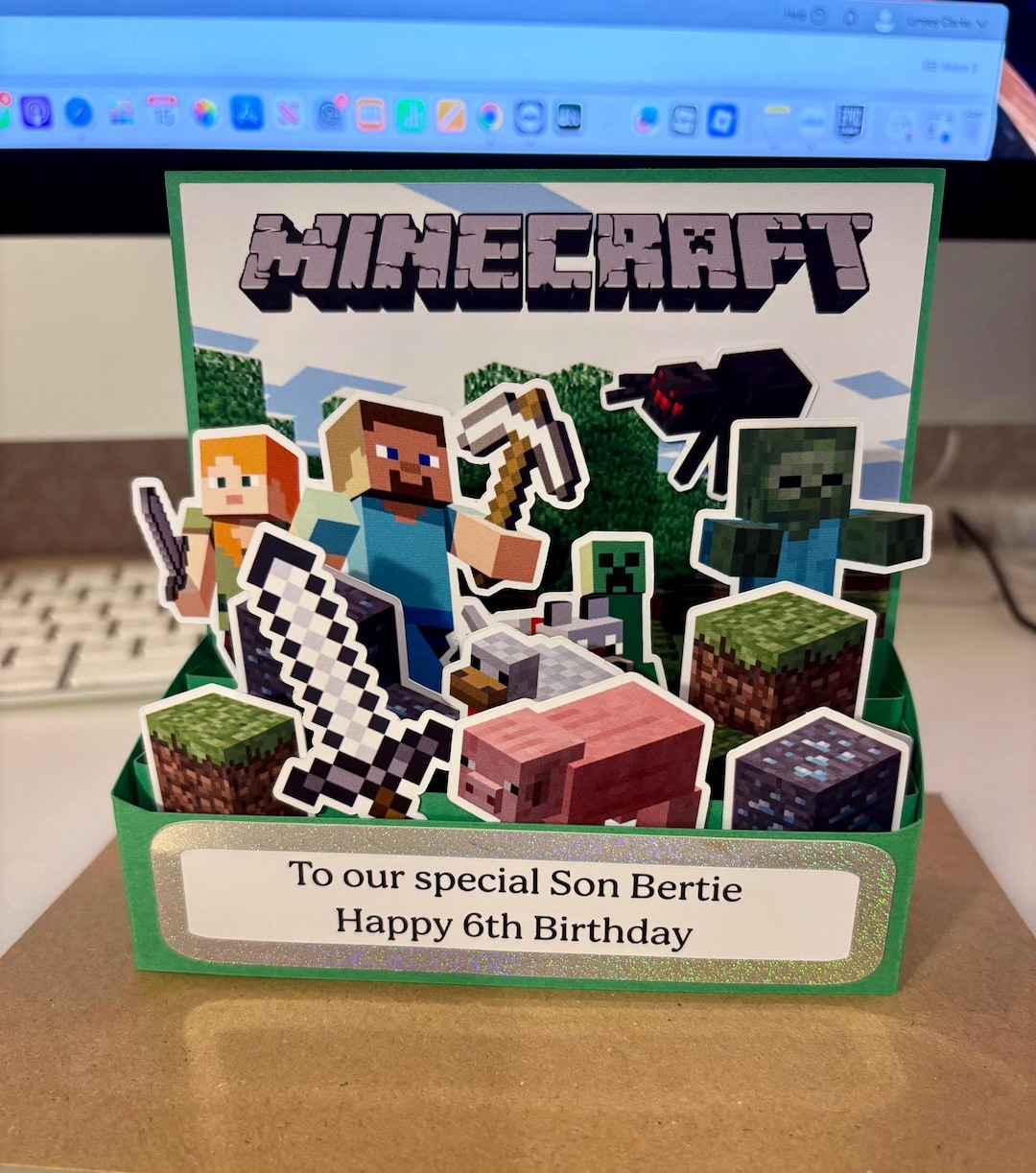 HANDMADE Personalised Minecraft Inspired Pop up Card - Etsy