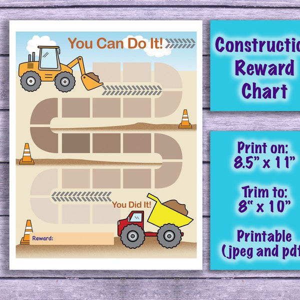 Construction Vehicle Reward Chart - Etsy