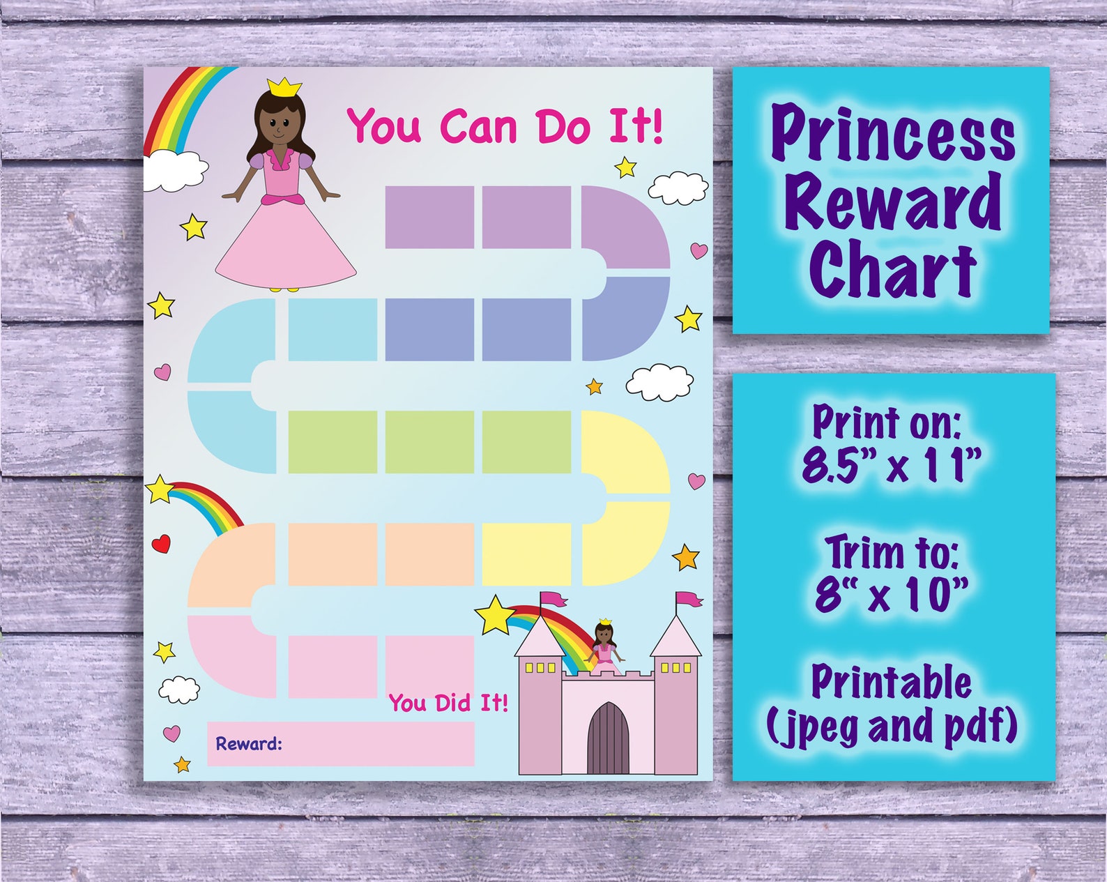 Princess of Color Reward Chart | Instant Download Sticker Chart ...
