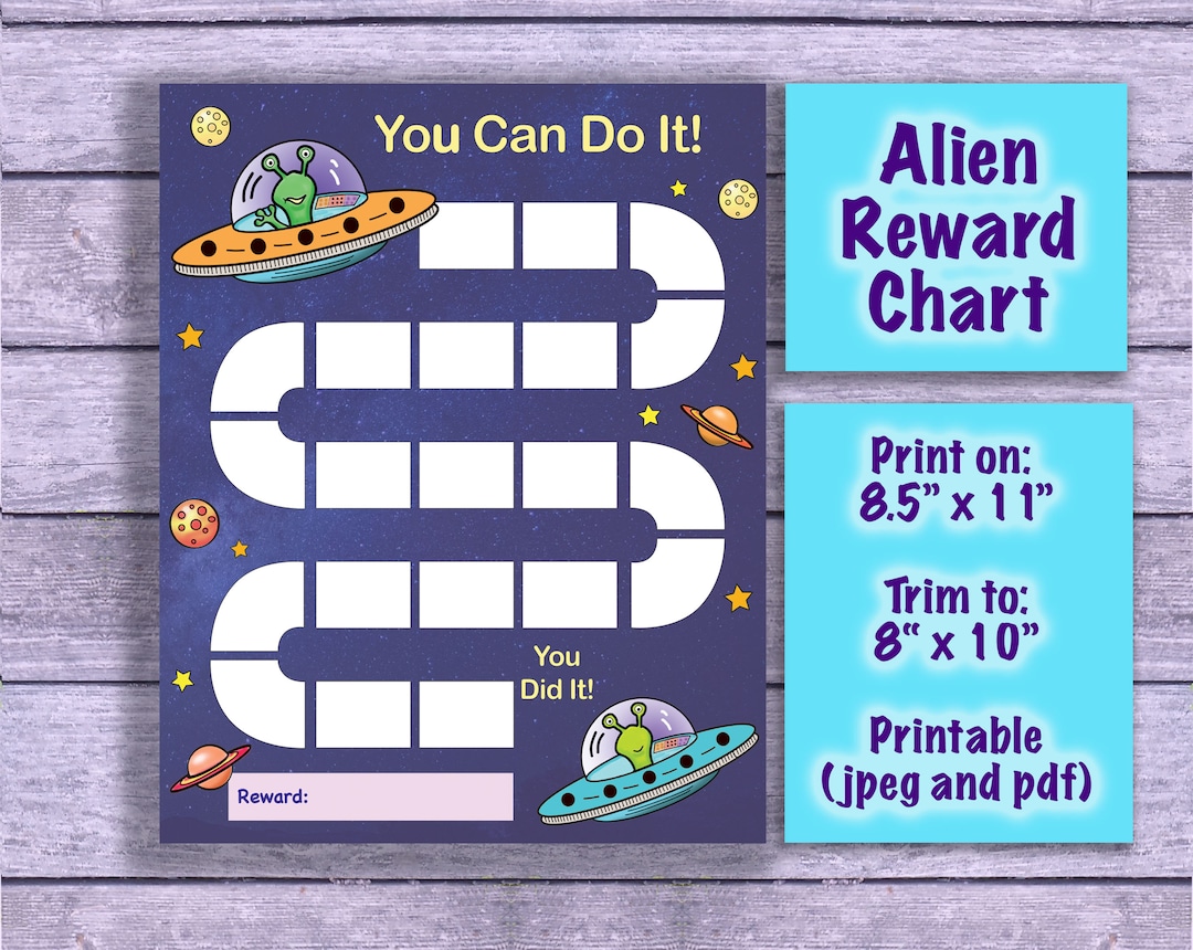 Space Alien Reward Chart for Kids | Instant Download Sticker Chart ...