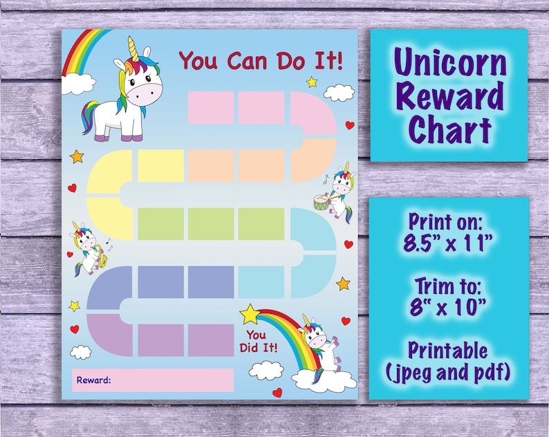 Unicorn Reward Chart | Instant Download Sticker Chart | Toddler Chore ...
