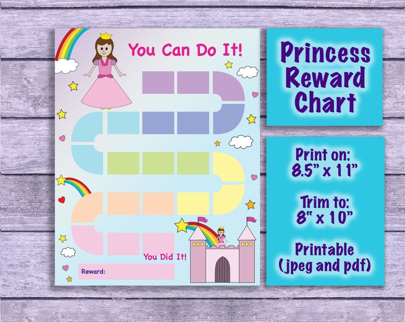 Princess Reward Chart Instant Download Sticker Chart Toddler Chore ...