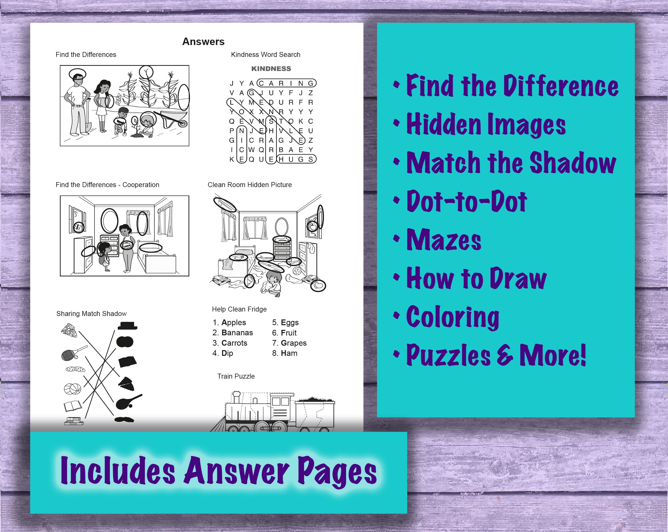 43 Activity Pages for Ages 4-6 - With Find the Difference, Hidden ...