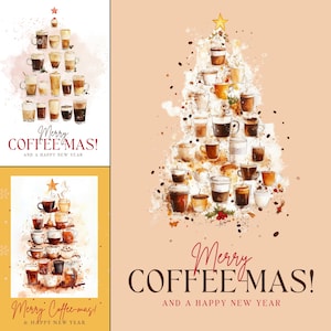 Merry Coffee-mas! Coffee-themed Christmas Card, Barista Holiday ...
