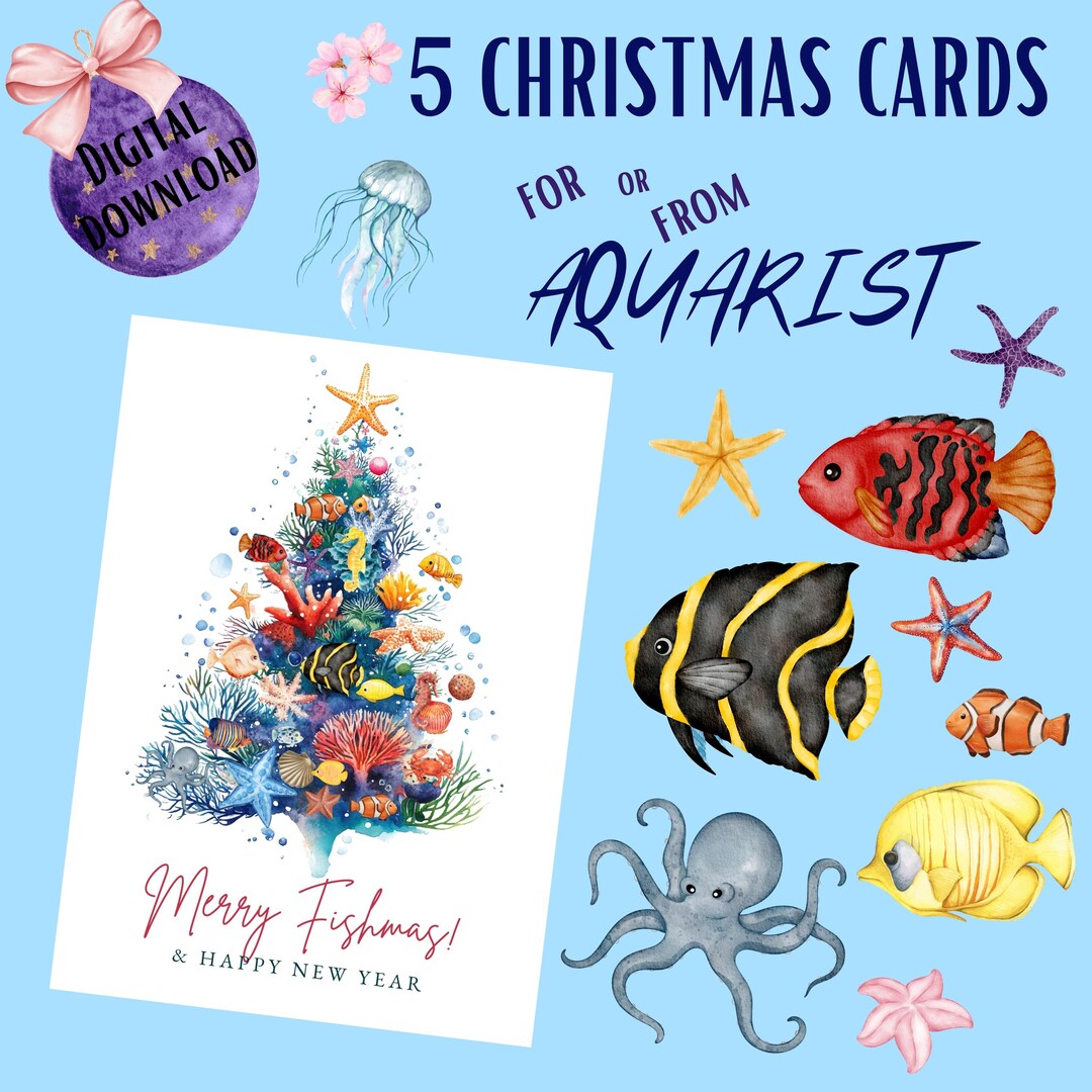 Merry Fishmas! Marine Aquarium Christmas Card | Festive Holiday ...