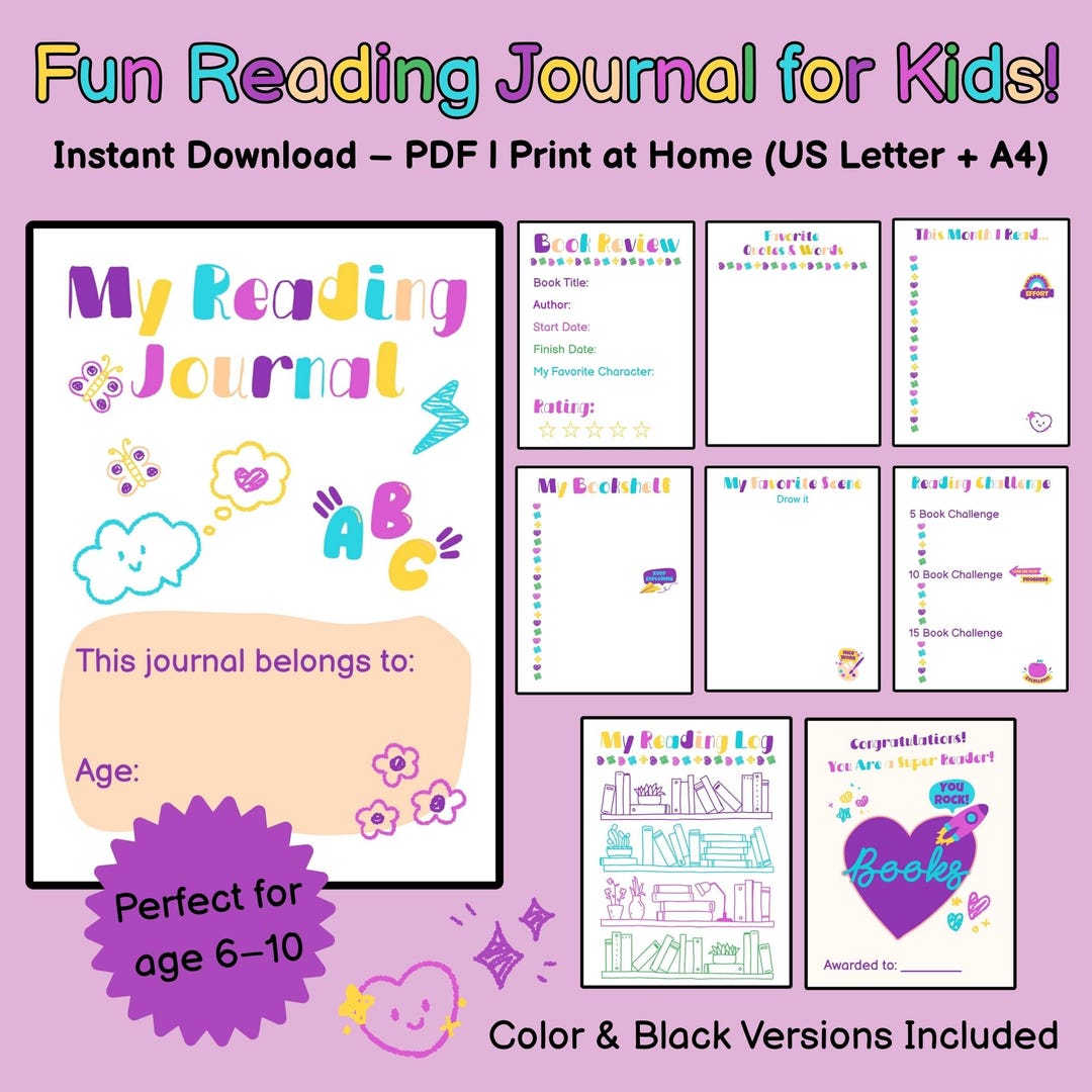 Kids Reading Journal: Printable Book Review & Reading Log (digital ...