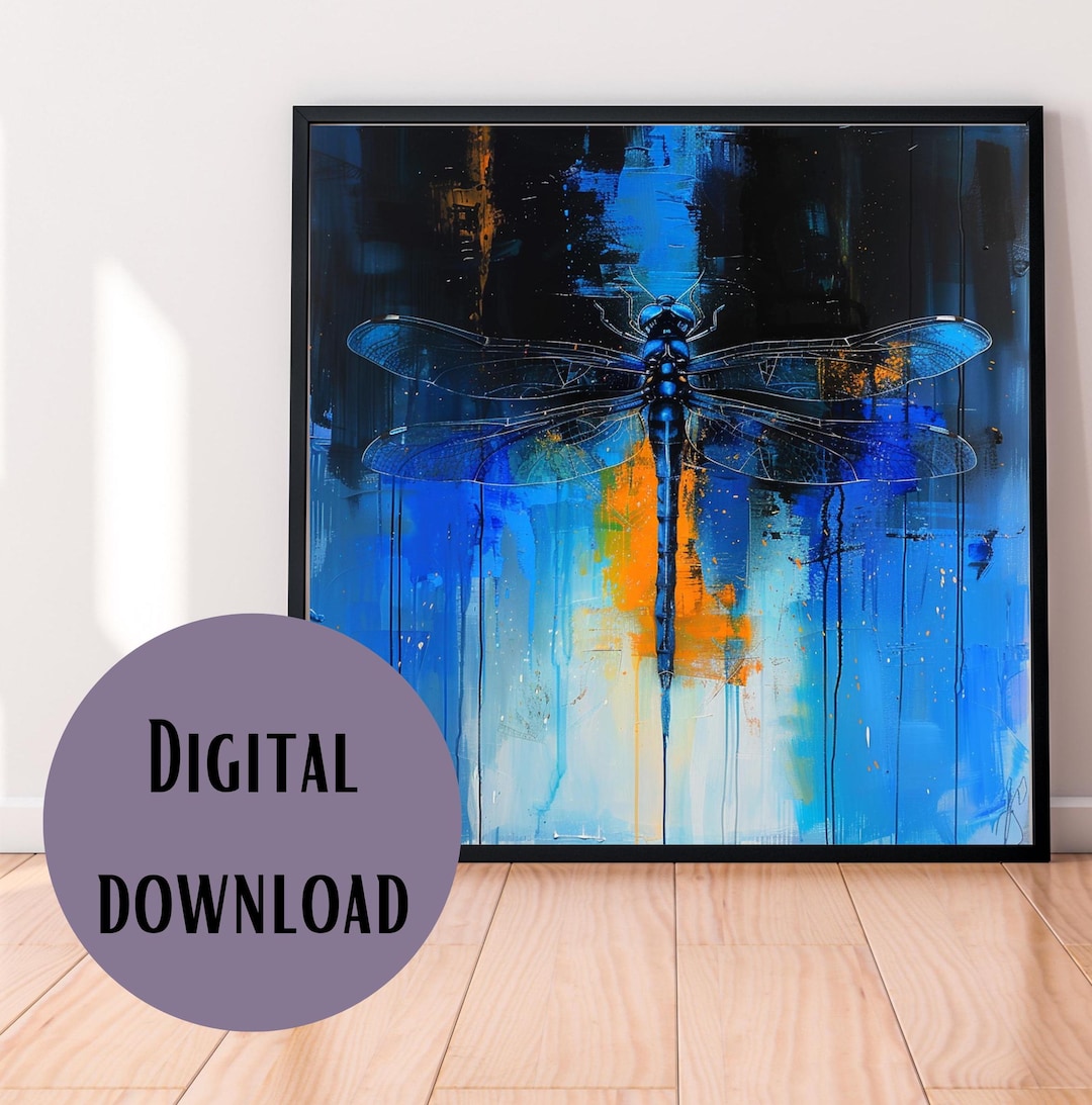 Abstract Dragonfly Art Prints - Set of 4 Dark Edition| High-resolution ...