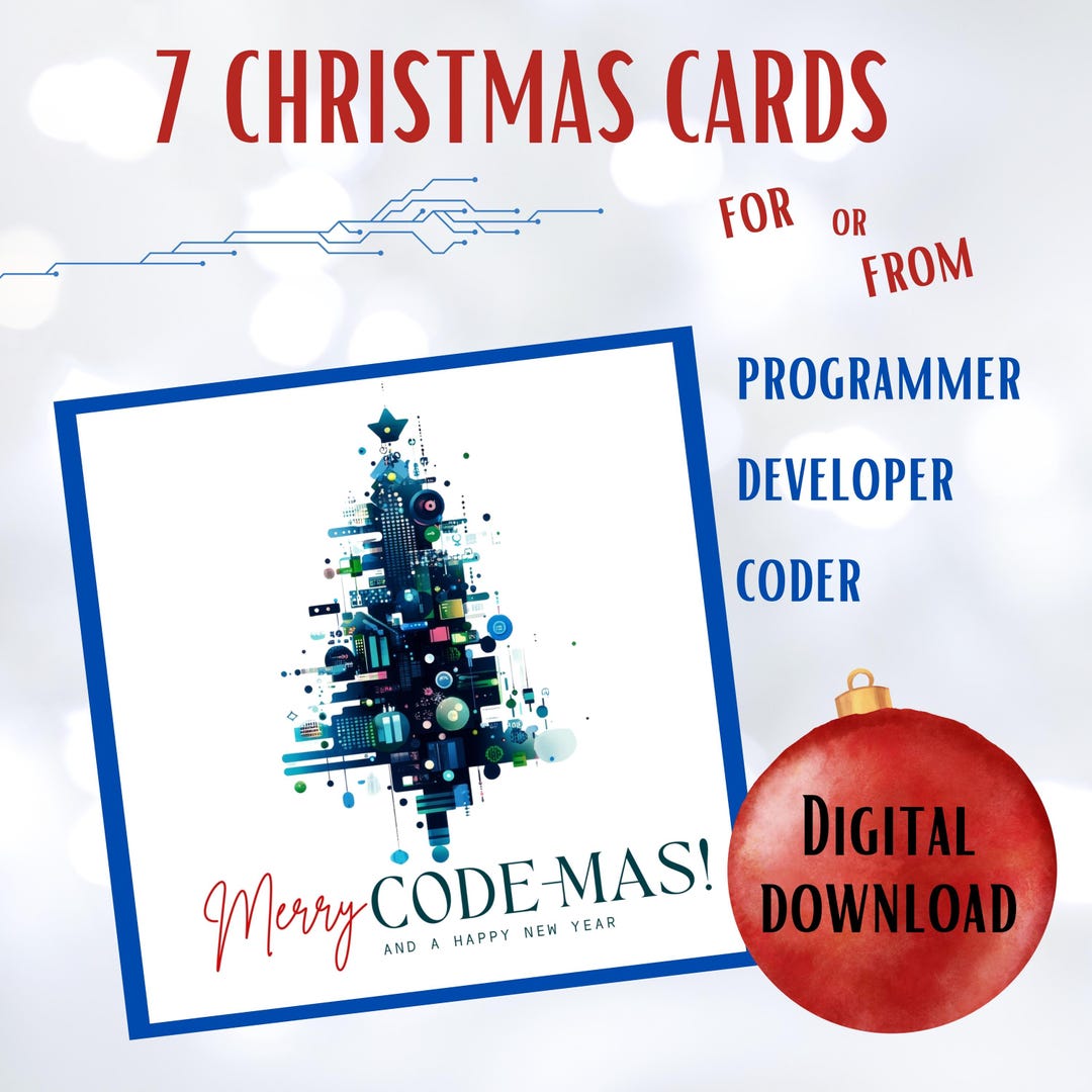 Merry Code-mas! Tech Themed Christmas Card | Programmer Holiday ...