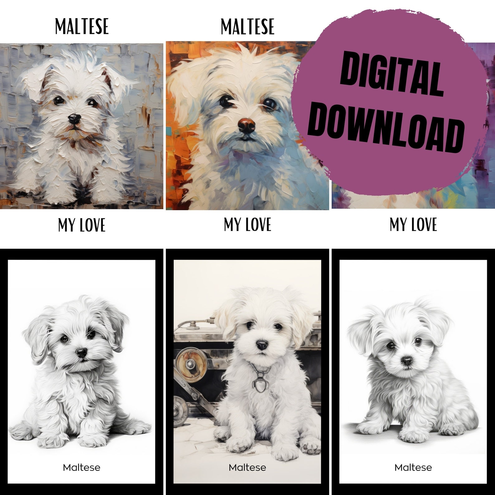 Exclusive Maltese Dog Poster Collection – 50 Designs in 5 Versatile ...
