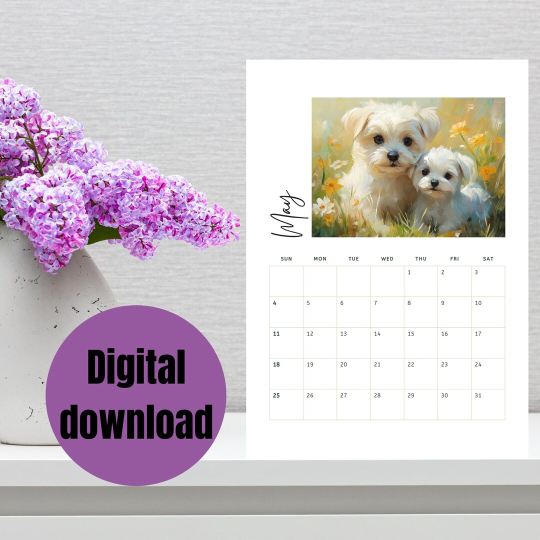 2025 Maltese Dog Calendar Adorable Puppy-themed Monthly Planner Perfect ...