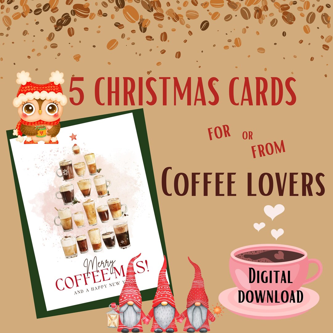 Merry Coffee-mas! Coffee-themed Christmas Card, Barista Holiday ...