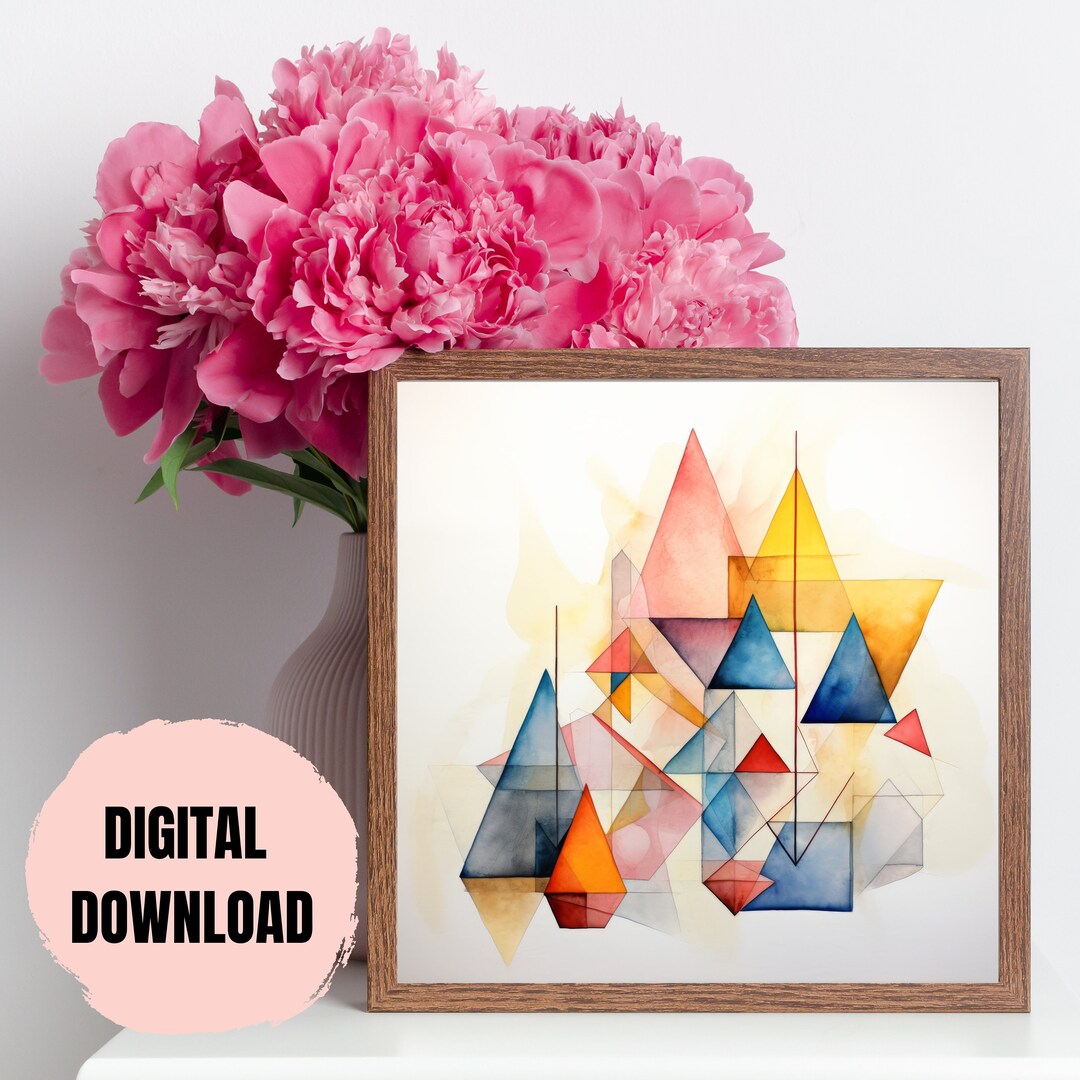Abstract Geometry Trio: Triangles, Quadrilaterals, Circles - Art Poster ...