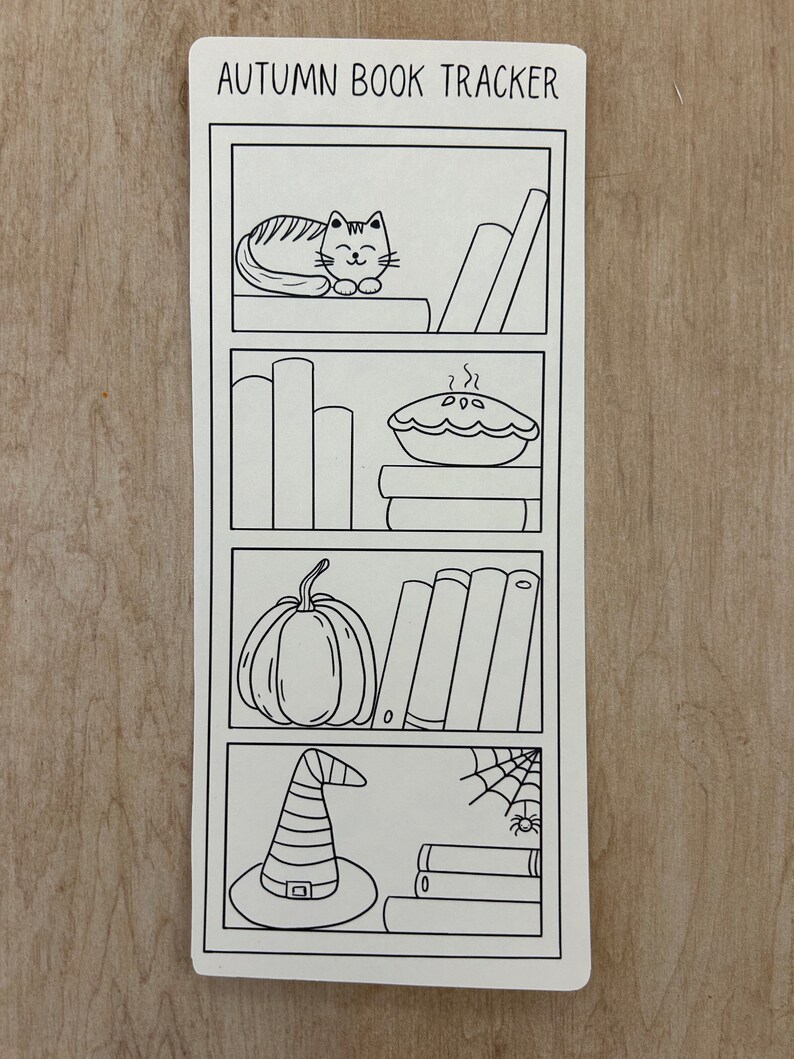 Seasonal Bookshelf Book Tracker Bookmark – Reading Log for Book Lovers ...