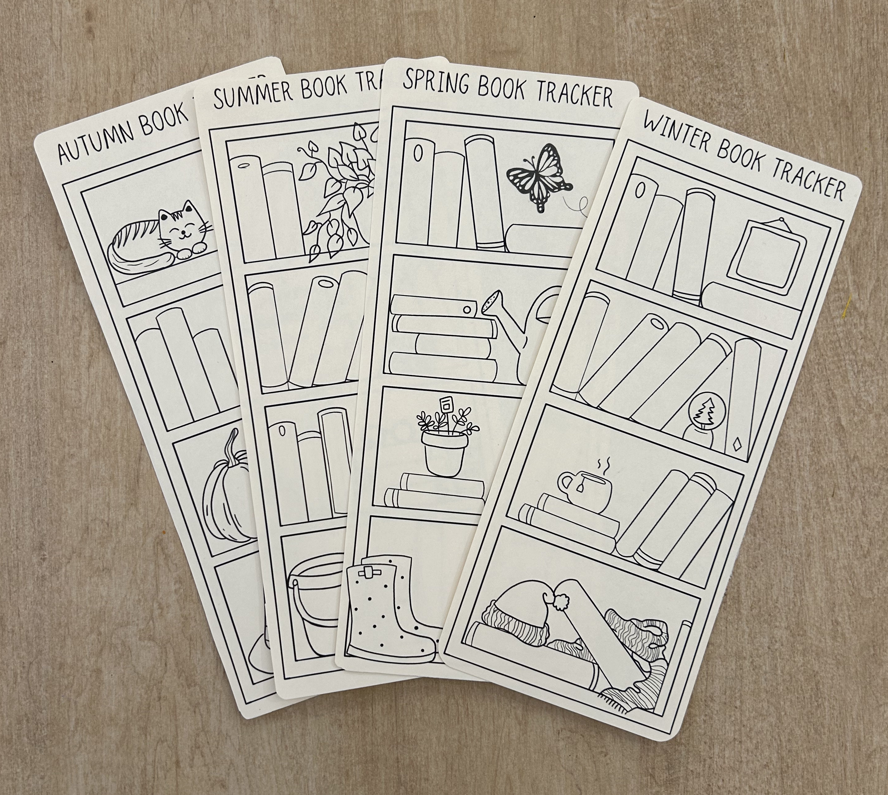 Seasonal Bookshelf Book Tracking Bookmark, Book Tracker, Reading Log ...