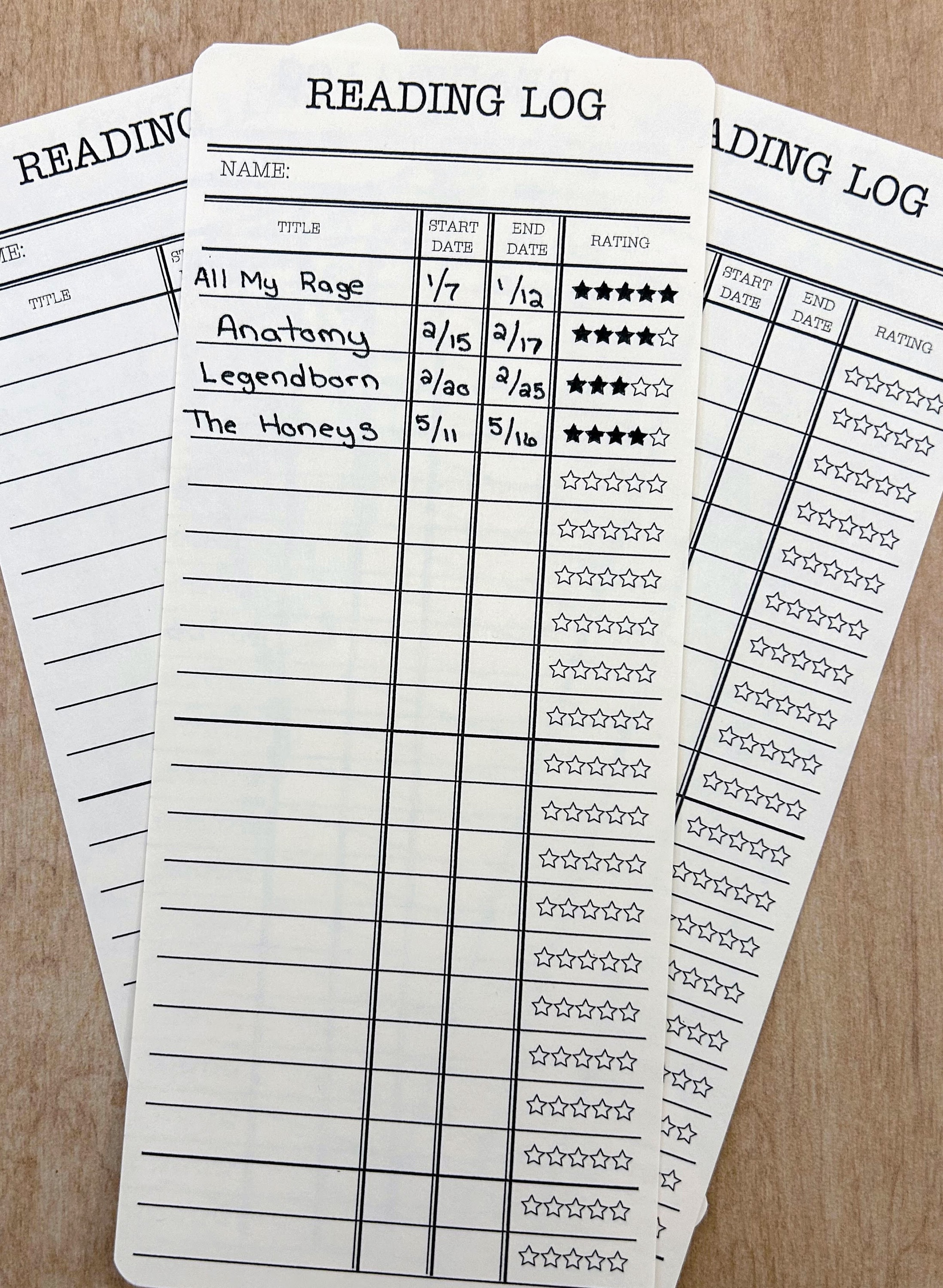 Reading List Book Tracker Bookmark, Library Card Bookmark, Vintage ...