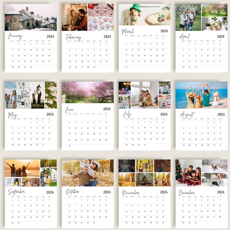 Fully Editable 2024 Calendar Canva Template, Ready to Print, Calendar ...