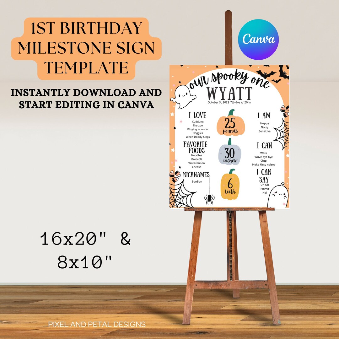 Spooky One: Halloween Birthday Milestone Board Cute Ghost - Etsy