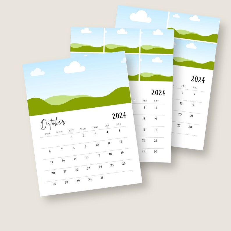Fully Editable 2024 Calendar Canva Template, Ready to Print, Calendar ...