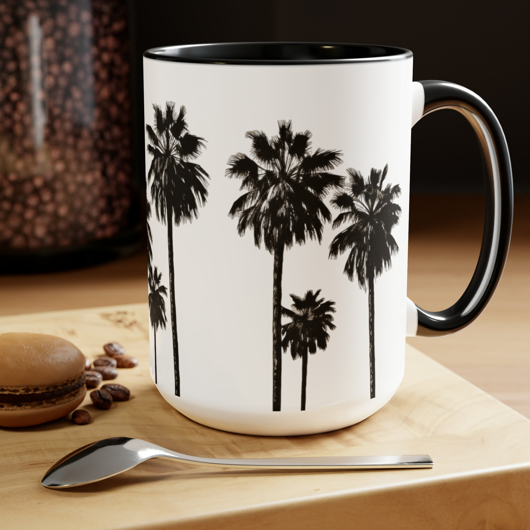 Palm Tree Graphic Coffee Mug, Palm Tree Design Coffee Mug, Fun Summer ...
