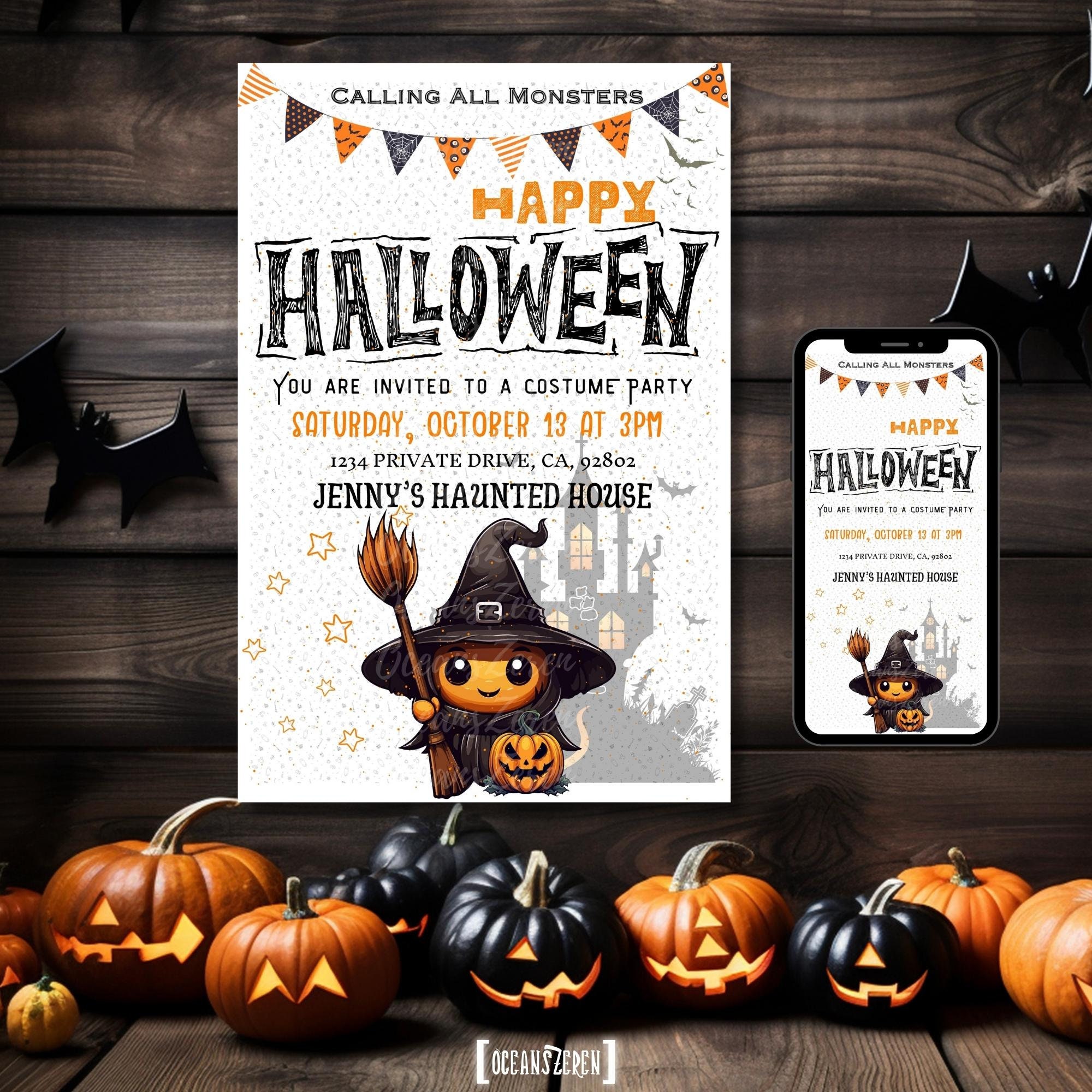Editable Halloween Party Invitation Kids Halloween Party - Etsy