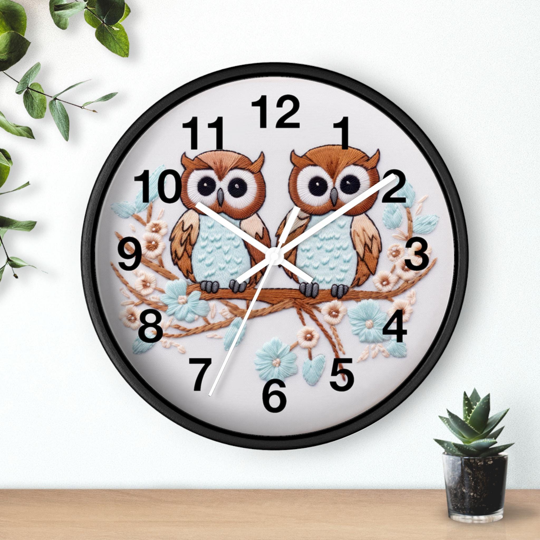 Two Owls Wall Clock, Embroidery Design, Customizable - Etsy