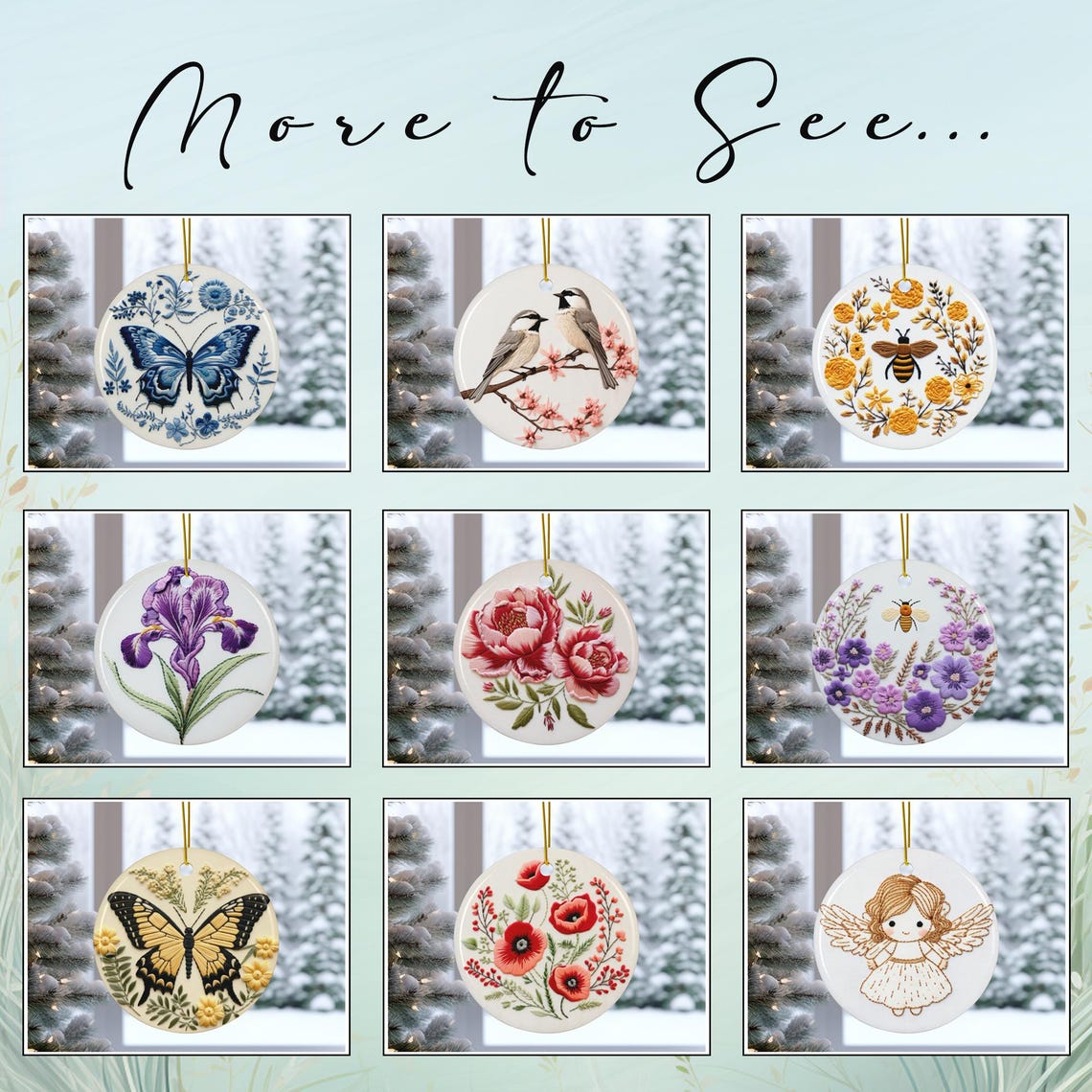 Embroidery Inspired Owls Ceramic Christmas Ornament - Etsy