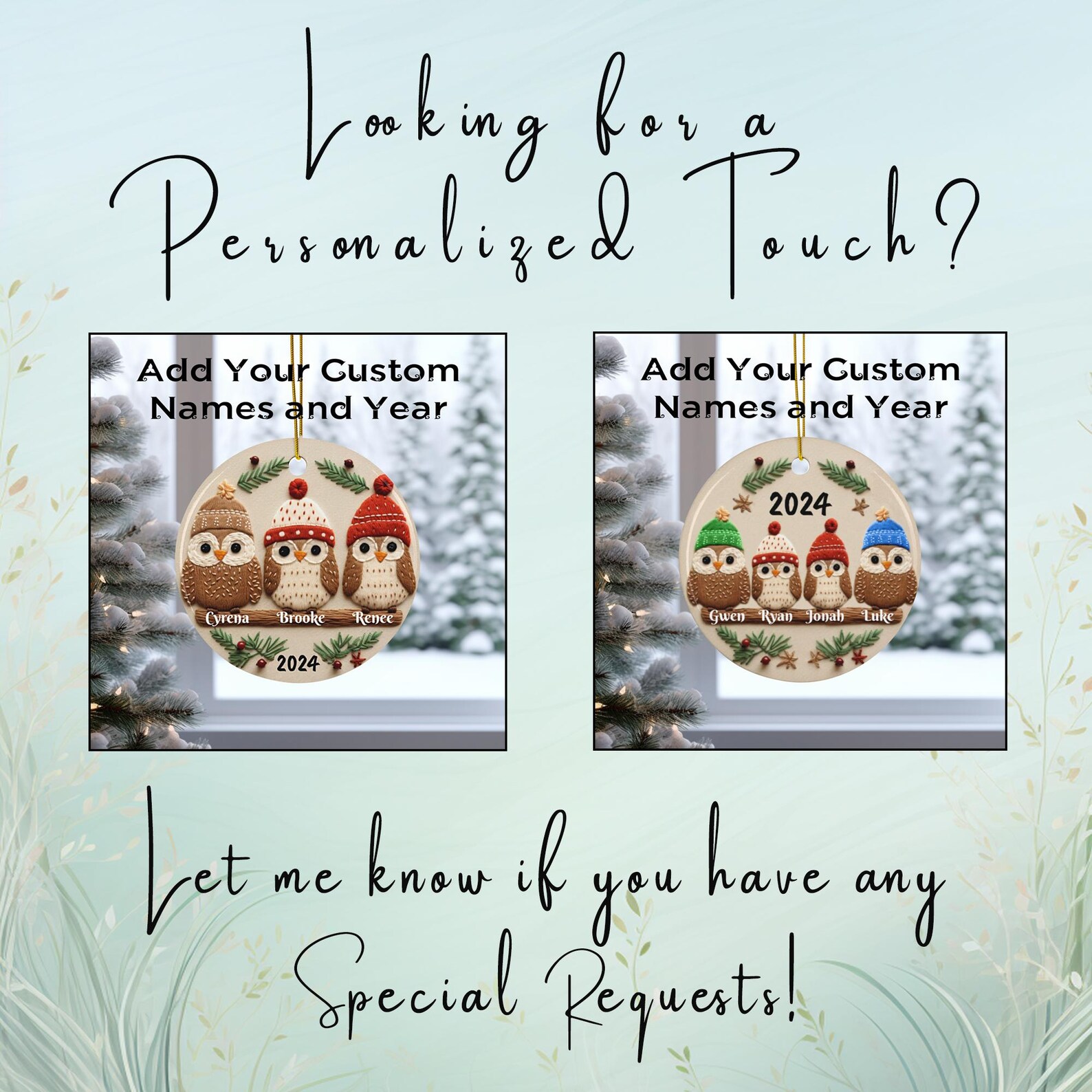Embroidery Inspired Owls Ceramic Christmas Ornament - Etsy