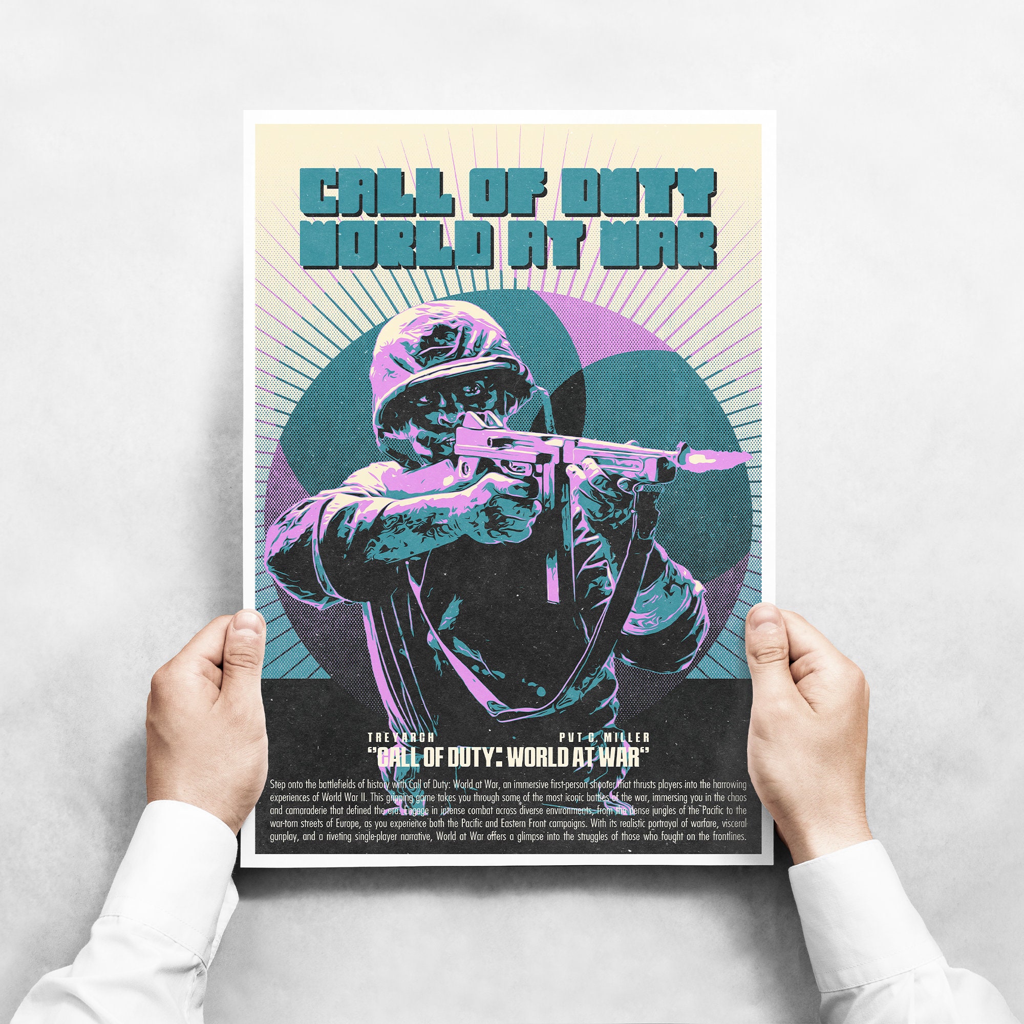 COD World at War Poster Retro Vector Technique Gaming Wall Art Digital ...