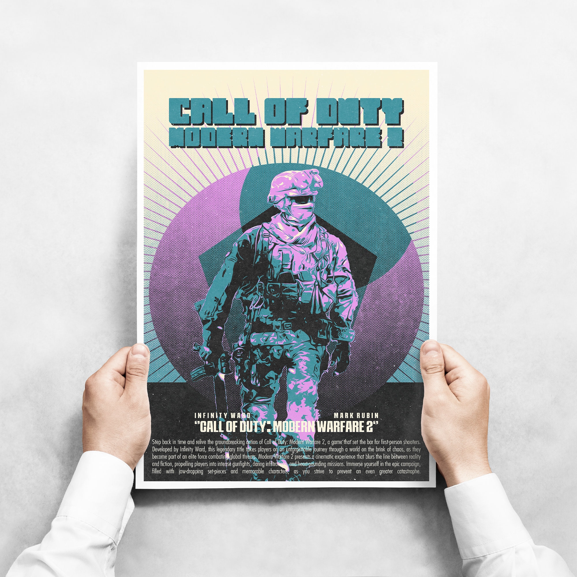 COD Modern Warfare 2 Poster Retro Vector Technique Gaming Wall Art ...