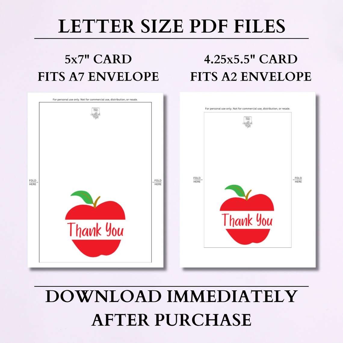 Teacher Thank You Card, Teacher Appreciation Week Card, Teacher Apple ...