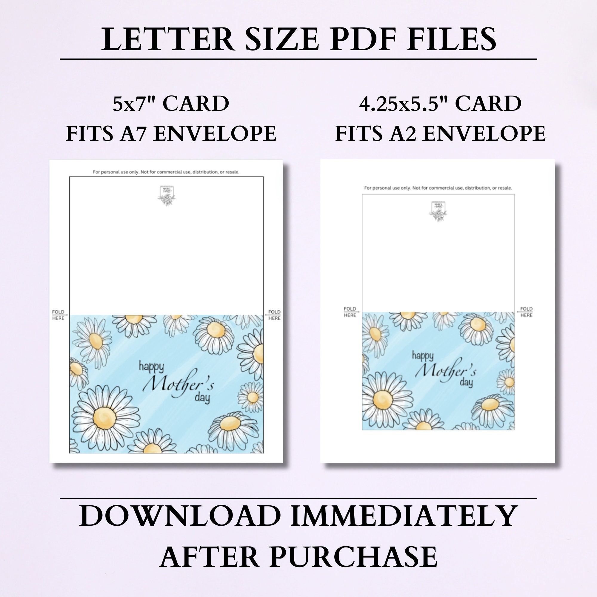 Printable Mother's Day Cards, Blue and White Daisies Watercolor Flowers ...