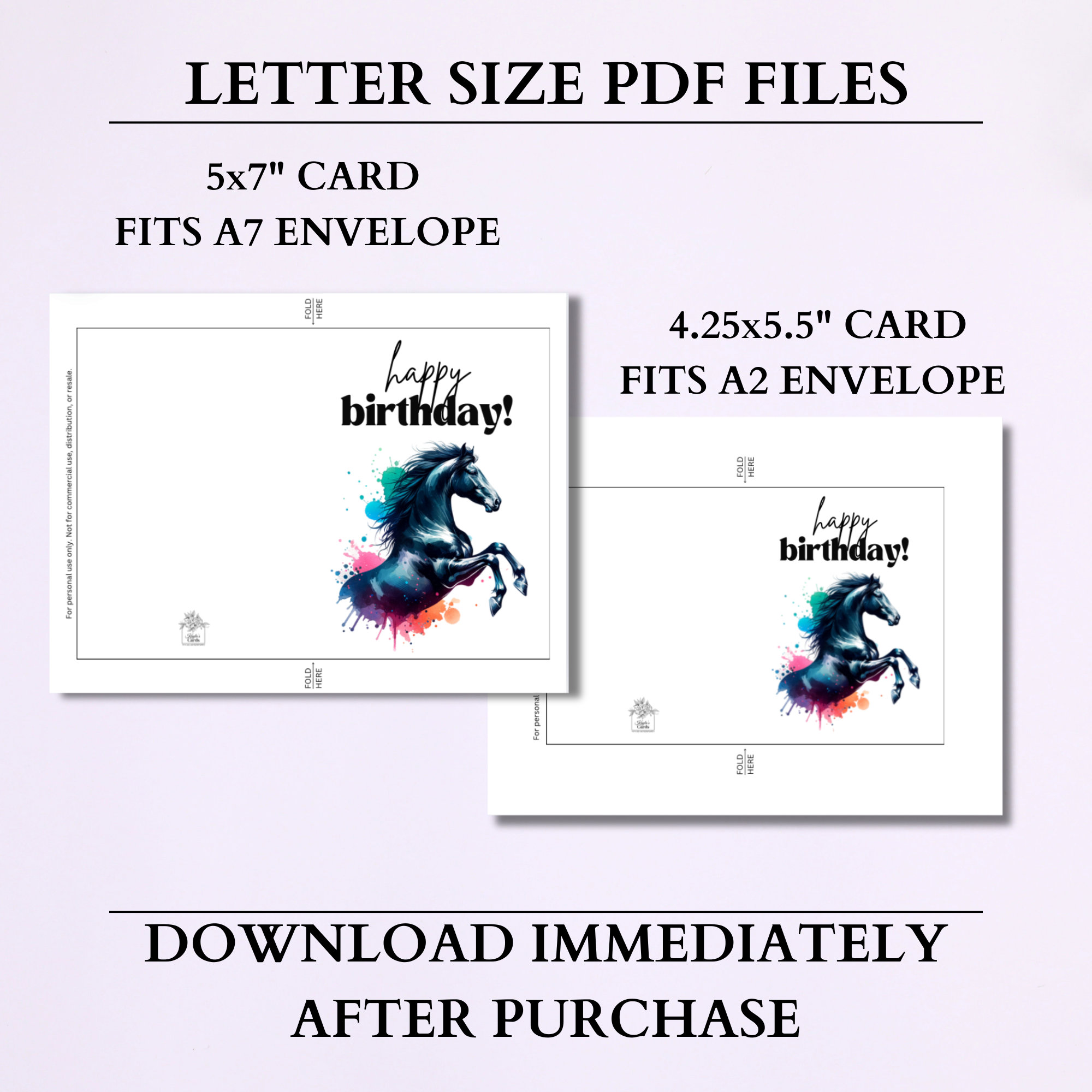 Happy Birthday Black Horse Card, Printable Birthday Card, Watercolor ...