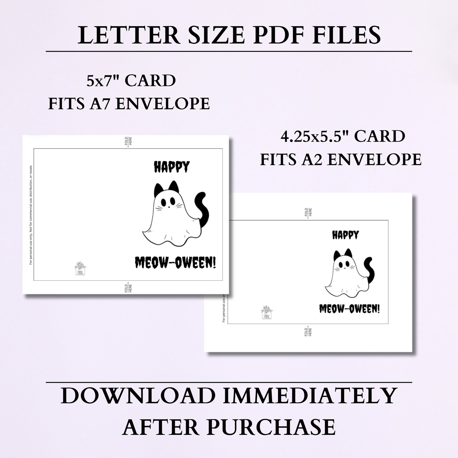 Happy Meow-oween Card, Printable Ghost Kitty Card, Halloween Card ...