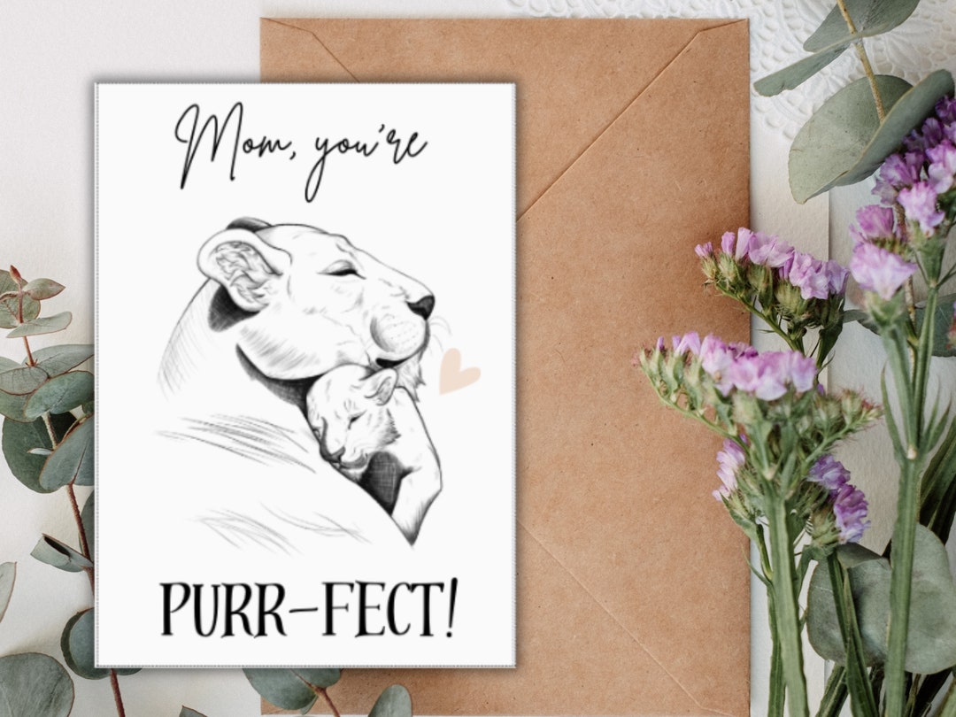 Printable Mother's Day Cards, Lion-themed Cards for Moms, Elegant Sweet ...