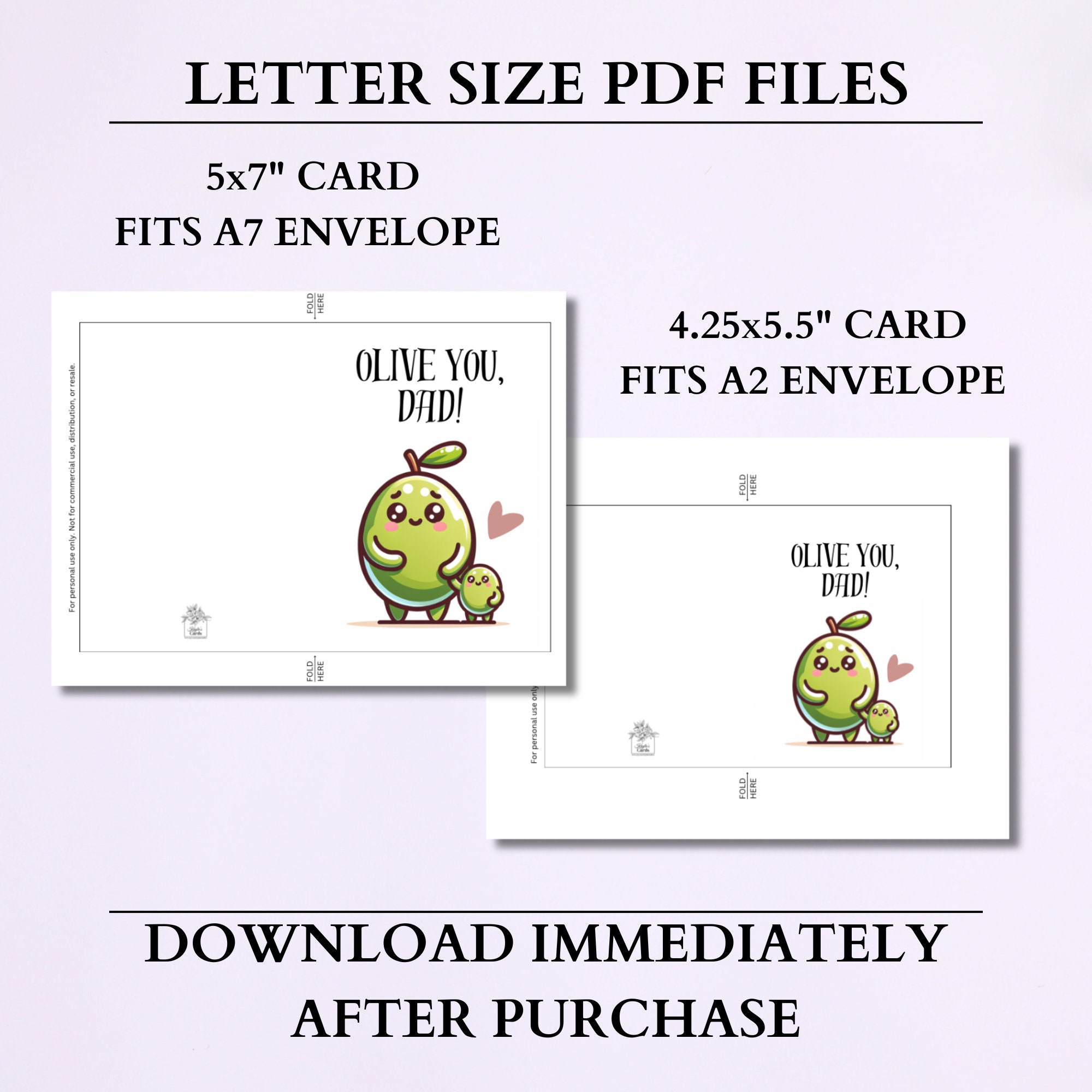 Olive You Dad, Printable Father's Day Cards, Punny Play on Words I Love ...