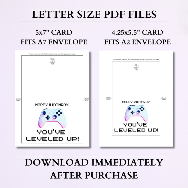 Gaming Controller Printable Birthday Card, You've Leveled Up, Blue Pink ...