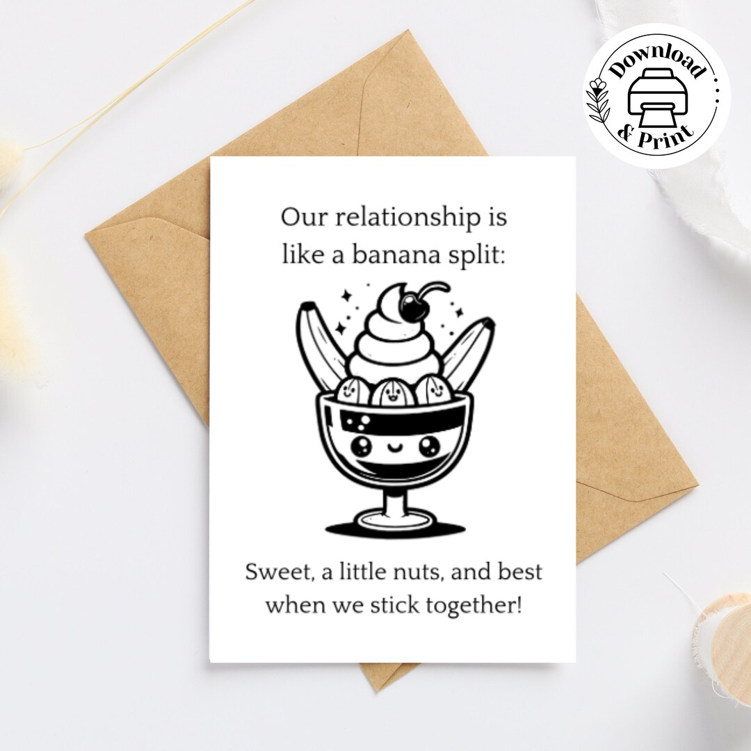 Happy Anniversary Banana Split Card, Printable Anniversary Card ...