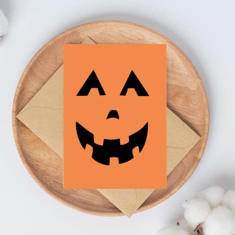 Jack O'lantern Face Card, Printable Happy Pumpkin Card, Halloween Card ...