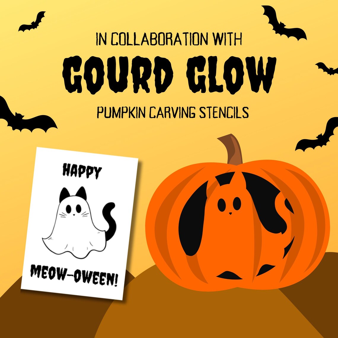 Happy Meow-oween Card, Printable Ghost Kitty Card, Halloween Card ...
