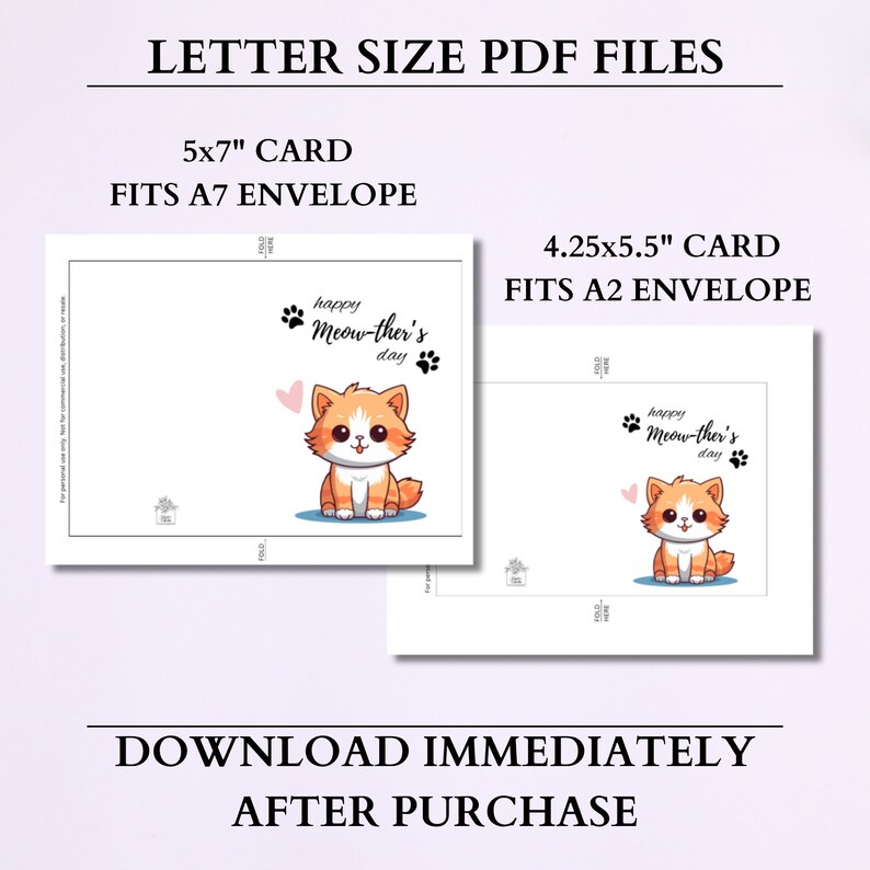 Cat Printable Mother's Day Cards, Happy Meow-ther's Day Card, Cat Love ...