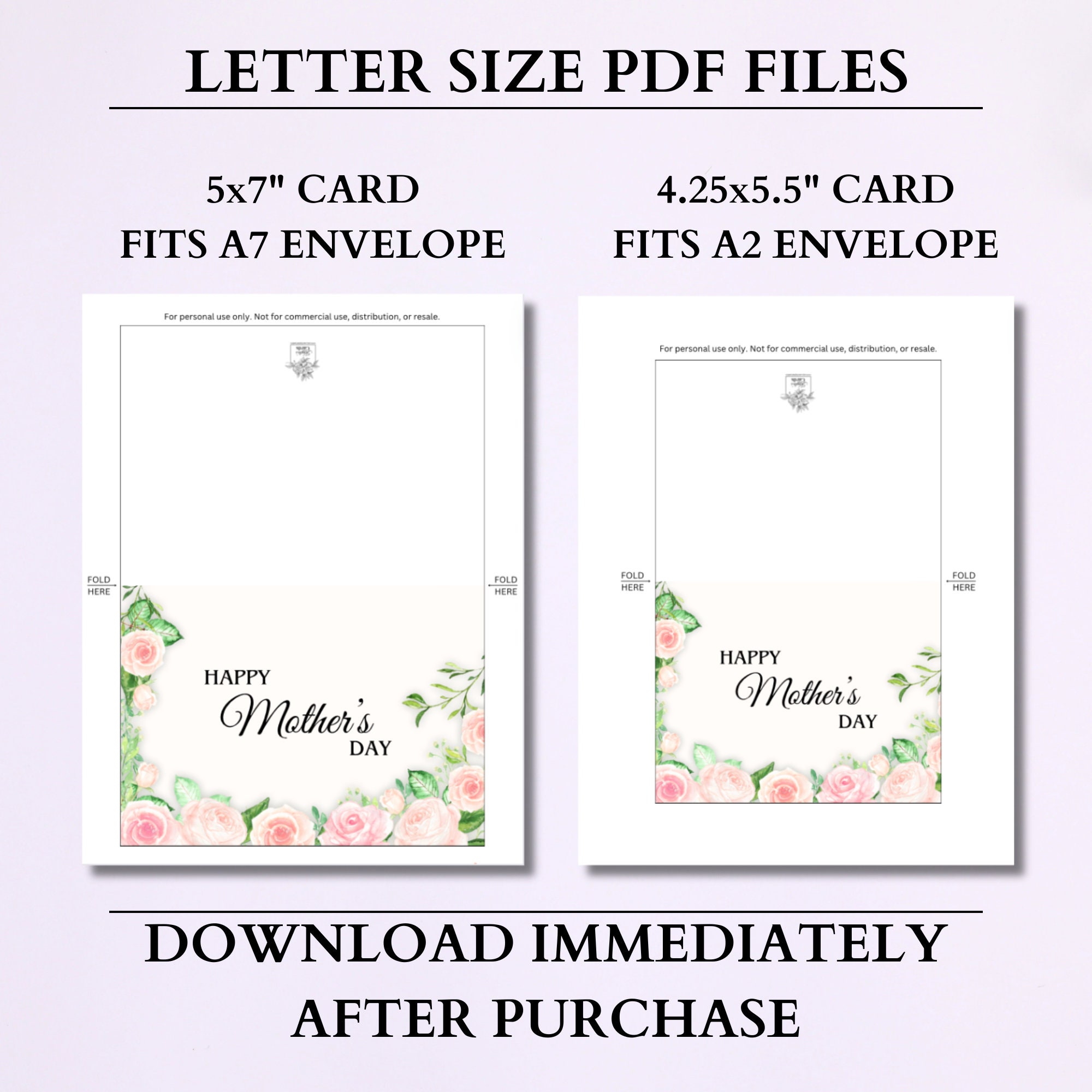 Rose Printable Mother's Day Cards, Pink Rose Watercolor Flowers ...