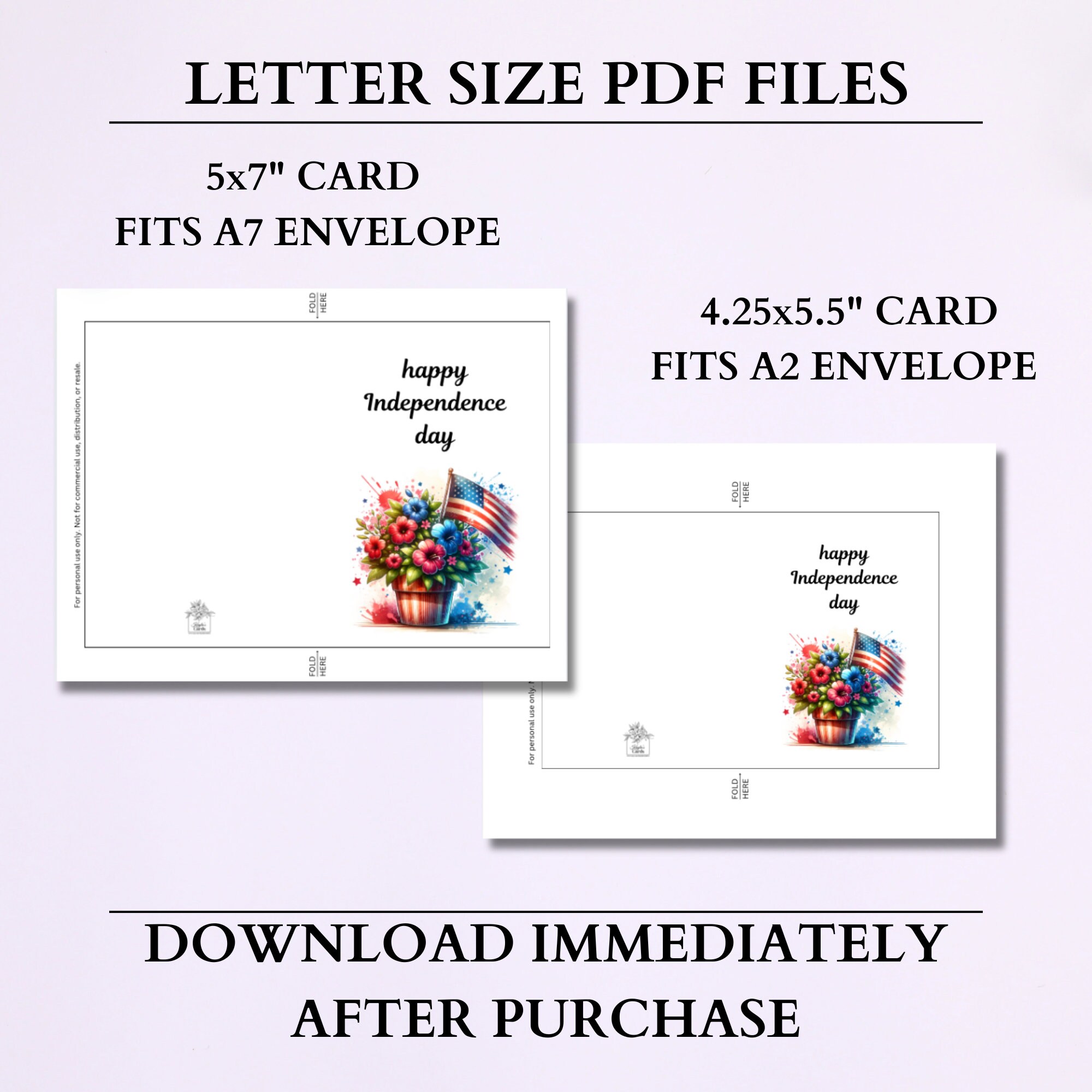 Printable Happy Independence Card, Flower Bouquet Card, Red White and ...