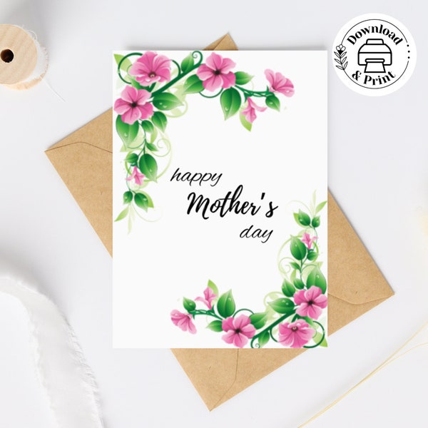 Printable Sunflower Mother's Day Cards, Minimalistic Sunflower Flowers ...