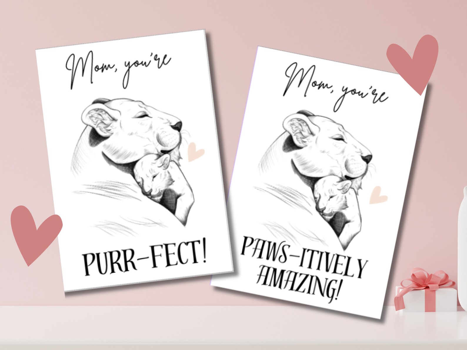 Printable Mother's Day Cards, Lion-themed Cards for Moms, Elegant Sweet ...