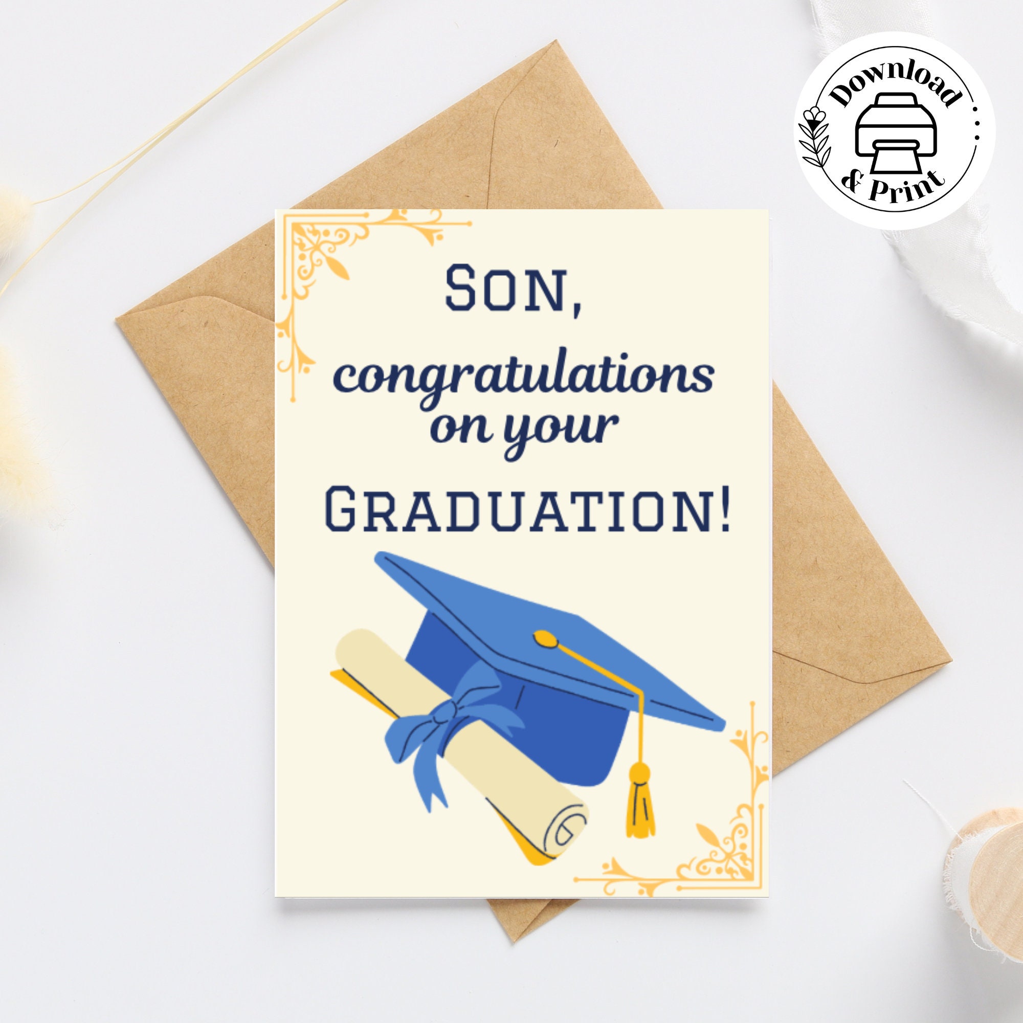 Son Congratulations on Your Graduation Printable Card, High School ...
