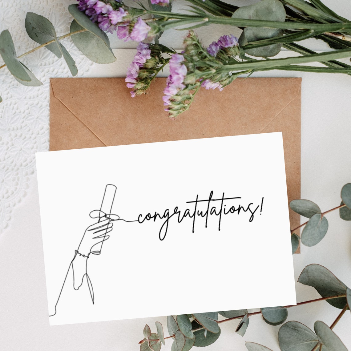 Printable Graduation Card, Minimalistic Congratulations High School and ...