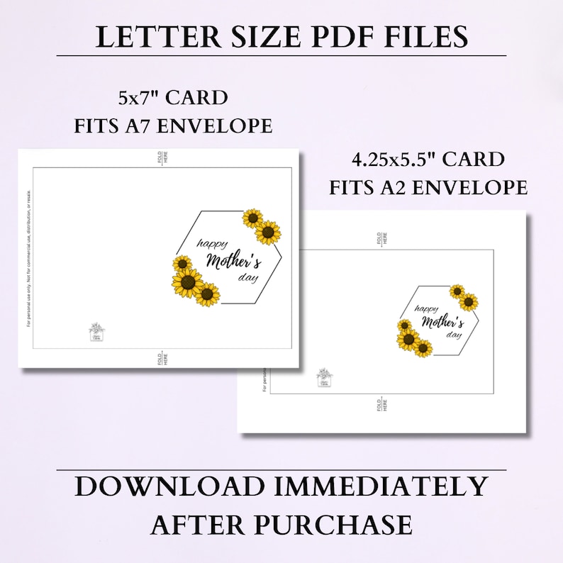 Printable Sunflower Mother's Day Cards, Minimalistic Sunflower Flowers ...