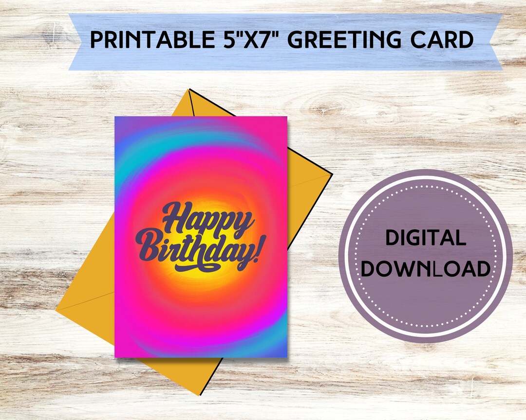 Printable 5x7 Birthday Greeting Card - Etsy UK