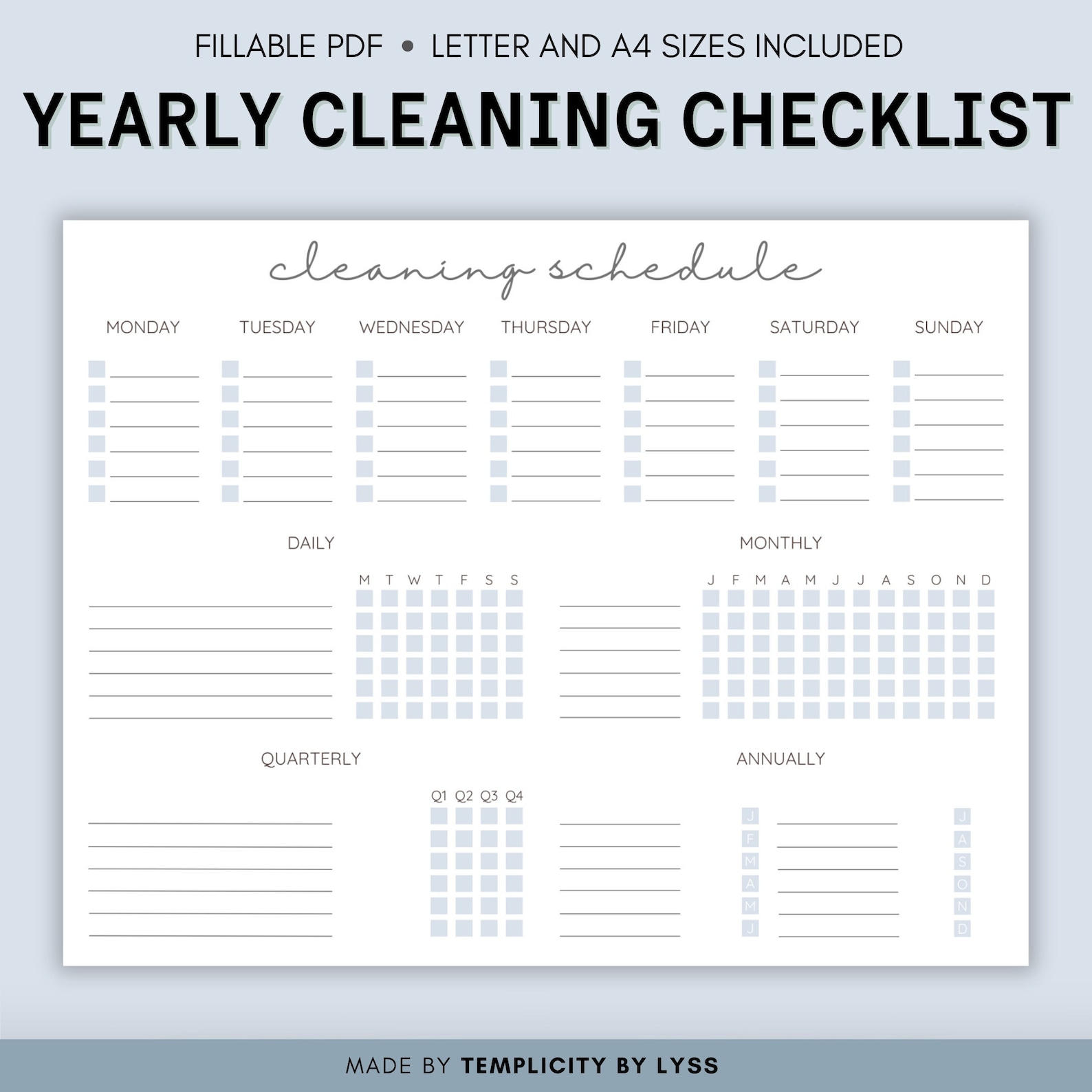 Yearly Cleaning Checklist | Chore Chart | Household Planner | Family ...